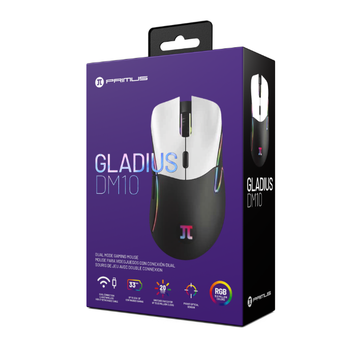 Primus Gladius DM10, Mouse Gaming Inalámbrico USB o Cable, Óptico 10000 ...