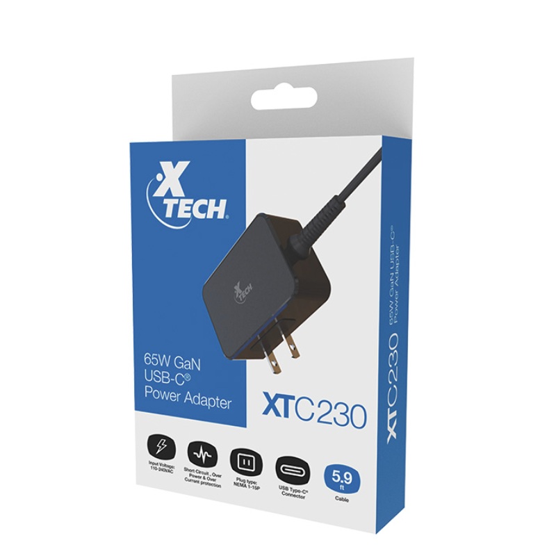 Xtech, Adaptador de corriente USB-C de 65W · XTC-230 · Convermatix